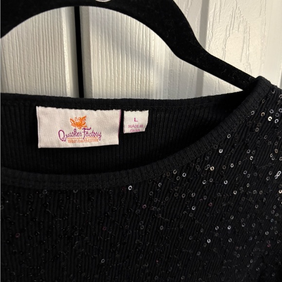 Quacker Factory | Tops | Quacker Factory Black Sequin Top | Poshmark